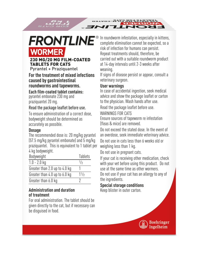 FRONTLINE® WORMER Treatment Cat - Pack of 2 | The PharmPet Co